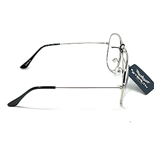 SHAMZBEST Clear Lens Aviator Eyeglasses Classic Retro Metal Frame (A#1 Silver, Large, Clear) (Silver)