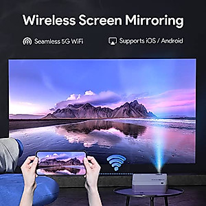 Native 1080P Projector with 5G WiFi and Bluetooth 5.0 - Caupureye Smart Movie Projector for Home & Outdoor Use, Small Proyector Compatible with iOS/Android/PC/Xbox/PS4/TV Stick