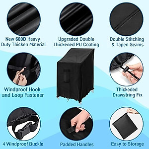 GARPROVM Patio Chair Cover 2 Pack, Outdoor Stack Chairs Covers Waterproof Winterproof Garden Chair Covers,420D Oxford Fabric Furniture Covers for Lounge Chair Armchairs, 33.46" D x 25.2" W x 47.24" H