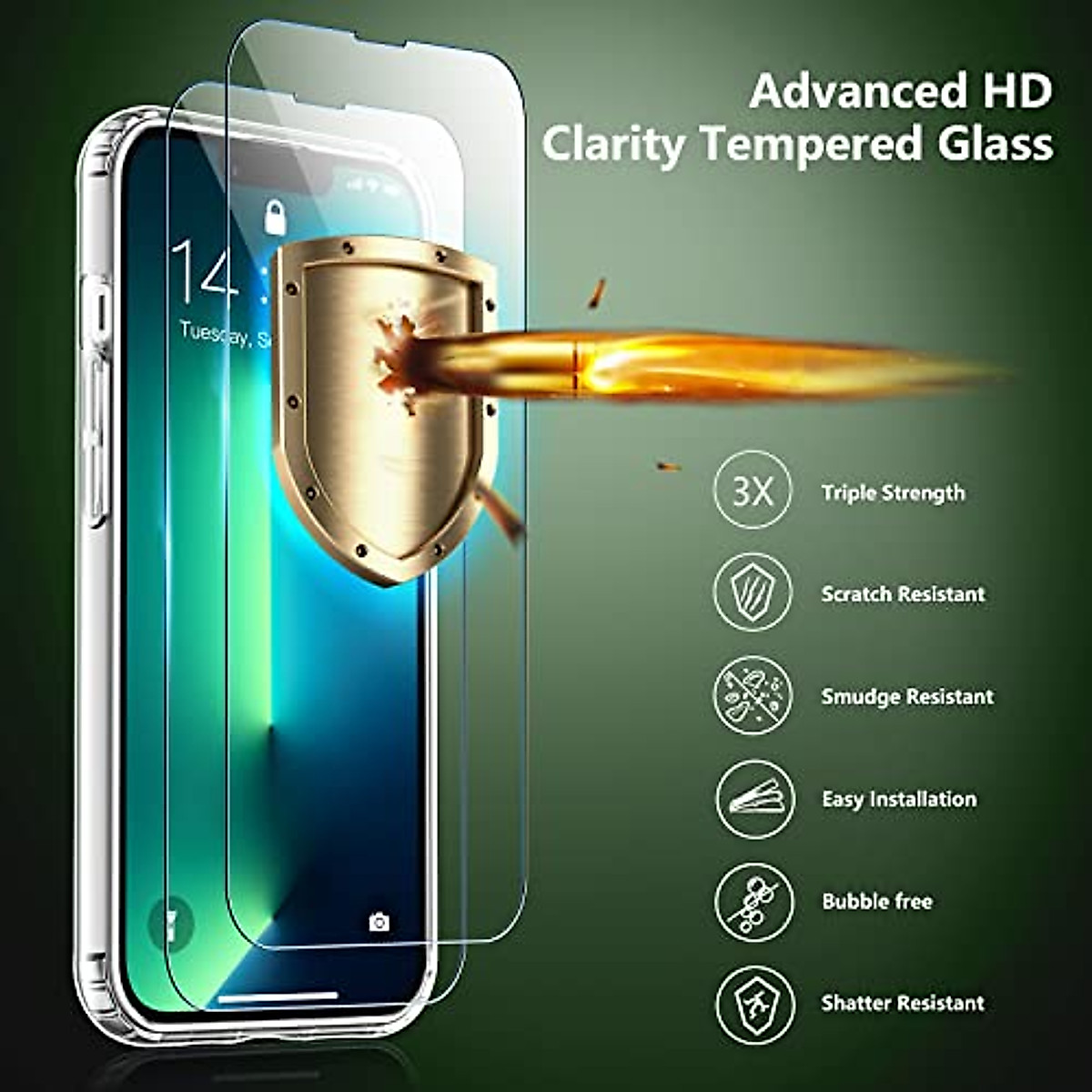 SPIDERCASE [3 in 1 Designed for iPhone 13 Pro Max Case, [Crystal Clear Not Yellowing][with 2 Pcs Tempered Glass Screen Protectors & 2 Pcs Camera Lens Protectors] Slim Thin Case (Silver)