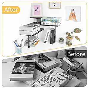 HYNAWIN Countertop Shelf,Bamboo Corner Shelf Over The Table with Printed Pattern,Desktop Storage and Organization