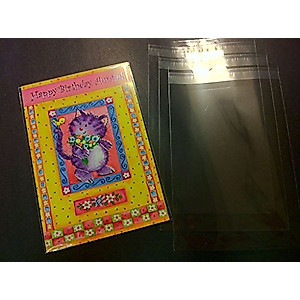 UNIQUEPACKING 100 Pcs 4 5/8 X 5 3/4 Clear A2+ Card Resealable Cello/Cellophane Bags (Fit One A2 Size Card w/Envelope)