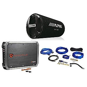 Alpine SWT-12S4 1000 Watt 12" Car Audio Bass Tube Subwoofer Bundle with Amplifier and Amp Kit