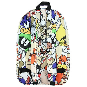 Looney Tunes Cartoon Character Faces Allover Print Travel Laptop Backpack