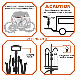 HYPERAX Blast 2 -Hitch Mounted E Bike Rack Carrier for 2 inch/1.25-inch Hitch- Fits Up to 2 X 55 lbs E Bikes MTBs Gravel Road Bikes with Up to 3-inch Tires Suitable for SUV, Trucks, Sedan, NO RV USE!