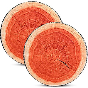 Queekay 2 Pcs Round Throw Pillow Decorative Wood Slice Floor Cushion 3D Digital Printing Forest Decor Soft Circle Pillow Cute Stump Camping Pillow Memory Foam for Home Chair Bedroom Decor (Vintage)