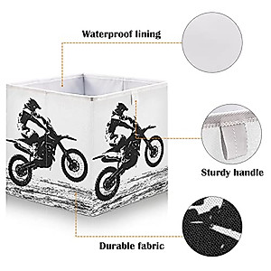 Kigai Motocross Rider Storage Basket Cube Box Foldable Canvas Storage Basket for Clothes Storage,Toy Box,Home Storage