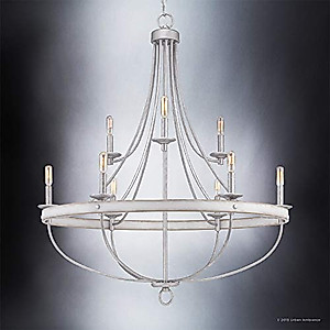 Urban Ambiance Luxury Modern Farmhouse Chandelier, Large Size: 40-1/2" x 35-1/4", with French Country Style Elements, Galvanized Steel Finish, UHP2902 from The Adelaide Collection