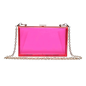 Women Acrylic Transparent Gold star Evening Bags Purses Clutch Vintage Banquet Handbag (Pink) Medium