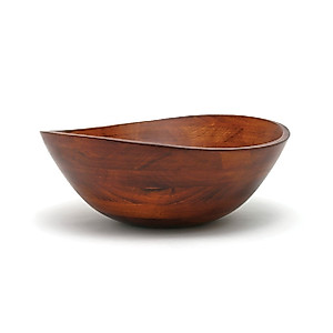 Lipper International Cherry Finished Wavy Rim Serving Bowl for Fruits or Salads, Matte, Large, 13" x 12.5" x 5", Single Bowl