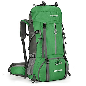 FreeKnight 60L Waterproof Lightweight Hiking Backpack Outdoor Sport Daypack with Rain Cover Camping Travel Bag for Climbing Fishing Men Women, Green
