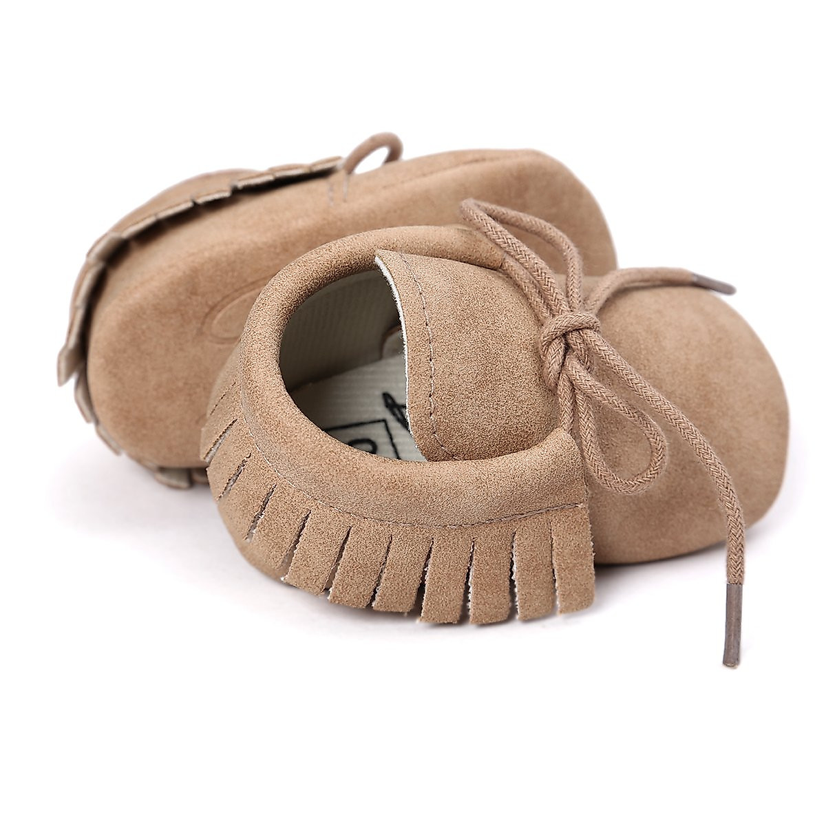 RVROVIC Baby Boys Girls Moccasins Soft Sole Tassels Prewalker Anti-Slip Shoes (S:0~6 Months, PU Khaki)