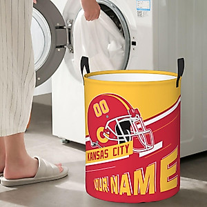 Kansas City Custom Name Freestanding Waterproof Laundry Basket, Water-Resistant, Easy To Store, Round Single-Layer Laundry Hamper