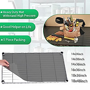 Slendor Wire Shelf Liner Value Pack of 5 Heavy Duty Waterproof Non-Adhesive Industrial Strength Plastic Mats for Tier Shelving Unit, 16 x 36 Inch Gray
