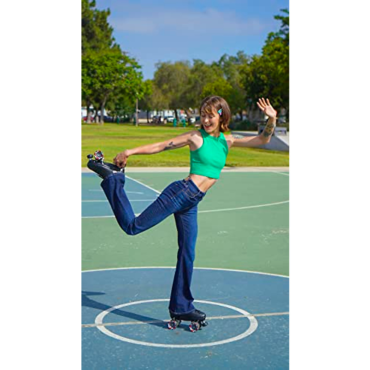 Riedell Skates - R3 - Quad Roller Skate for Indoor / Outdoor | Black | Size 7