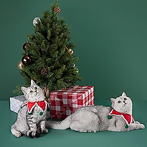 ＫＬＫＣＭＳ cat and Dog Costume Premium Hand Made Knitted Wool Pet Scarf Puppy Small Dogs and Cats Universal Adjustable Bib Pets Supplies for Christmas, Green2