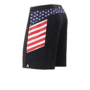 Anthem Athletics Hyperflex 9 in Men's Workout Shorts - Zipper Pocket Short for Running, Athletic & Gym Training - Black & American Flag G2 - Medium