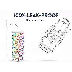 Meoky 40 oz Tumbler with Handle and Straw, 24 oz Insulated Tumbler with Lid and Straw, Stainless Steel Vacuum Insulated Tumbler, Keeps Cold, 100% Leak Proof, Fits in Car Cup Holder (Kiss)