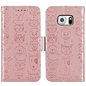 FDCWTSH Compatible with Samsung Galaxy S6 Active Wallet Case and Wrist Strap Lanyard Leather Flip Card Holder Stand Cell Accessories Phone Cover for Glaxay S6Active 6s S 6 6Active G890A Rose Gold