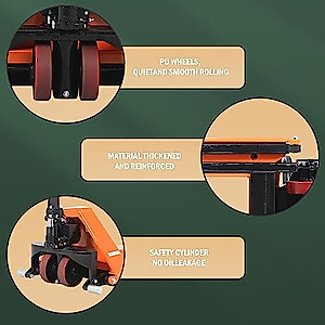 Tory Carrier Manual Scissor Pallet Jack Hand Truck Lift 2200lbs Capacity, 45" Lx27 W Fork, 3.3'' Lowered, 31.5'' Raised Height