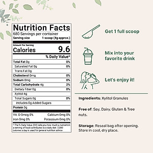 Xylitol Sweetener, 6 Pounds, Natural Sweetener, 1:1 Sugar Substitute and Low Calorie, Great for Baking and Cooking, No After Taste, Keto Friendly