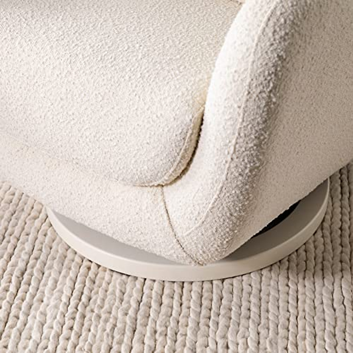 Nursery Works Solstice Swivel Glider in Ivory Boucle with Ivory Wood Base, Greenguard Gold Certified and CertiPUR-US® Certified