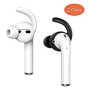 Anti-Slip Earhooks Soft Silicone Skin Compatible with Apple Headphone 2 & 1 Lightweight Sound Quality Enhancement for Headphones Outdoor Activities in-Ear EarHook 2 Pairs White & Black