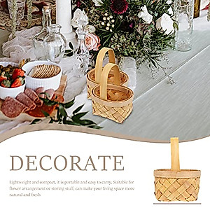 YARNOW Small Woven Basket with Handle, 4pcs Wicker Basket with Handles, 2.5 x 1.7 x 1.5 inch, Simple Handwoven Baskets, Small Wicker Basket with Handle