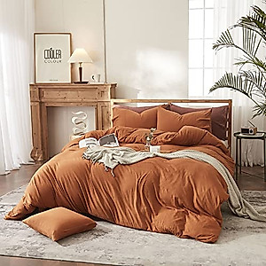 EAVD Modern Style Pumpkin Color Duvet Cover Twin Soft 100% Jersey Knit Cotton Caramel Pumpkin Boho Bedding Set 1 Twin Duvet Cover with 2 Pilllowcases Solid Duvet Cover with Zipper Closure