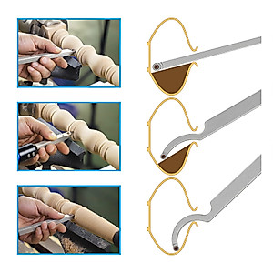 DEEFIINE Carbide Tipped Wood Lathe Turning Tools Set, Lathe Rougher Finisher Swan Neck Hollowing Tools and Interchangeable 19.5"Soft Grip Handle with Diamond Round Square Carbide Inserts