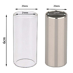 Vivipa 2 Pieces Glass Slide and Stainless Steel Slide for Guitar, Bass, Medium (6 cm)