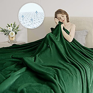 Rerelife Soft Fleece Throw Blanket, Throw Plush Cozy Thick Flannel 350GSM Lightweight Blanket for Couch Bed Sofa (Dark Green, 40x60 Inches)