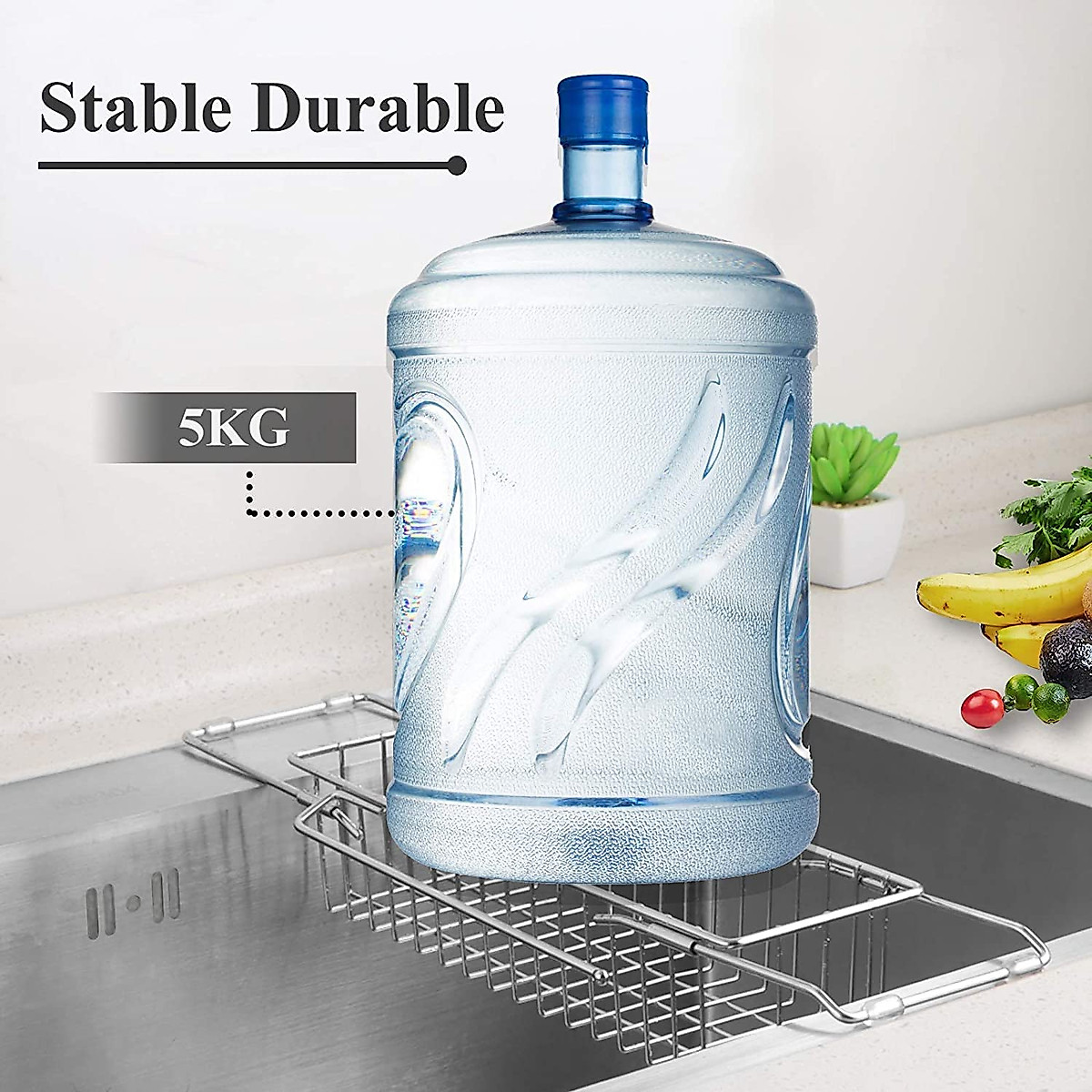 Telescopic Kitchen Sink Organizer Rack, Collapsible Stainless Steel Sink Caddy Drainer with Towel Drying Rack, Sink Basket with Dishcloth Hanger, Soap and Sponge Holder