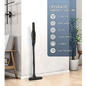 Handheld Vacuum Cleaner Cordless, 15000Pa Powerful Suction Cordless Stick Vacuum, Lightweight Electric Broom Rechargeable Handheld Vac, Portable Hand Held Vacuum for Hardwood Floor Car Pet Hair