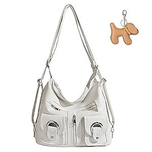 Faux Leather Tote Bag for Women - Large Capacity Shoulder Hobo Handbag Work Purse