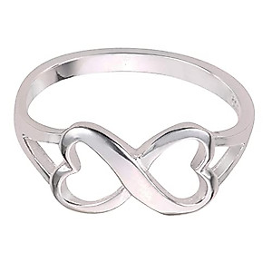 CloseoutWarehouse 925 Sterling Silver Heart Infinity Ring Size 8