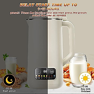 Nut Milk Maker Machine,20 Oz Automatic Cleaning Soy Milk maker with 8 Modes and 10 Leaf Blades,Homemade Almond, Oat, Soy, Etc Grain, Almond Milk Maker Machine with Delay Start Free Filtering and Keep Warm (White)