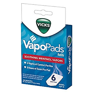 Vicks VapoPads, 6 Count - Soothing Menthol Vapor Pads for Vicks Humidifiers, Vaporizers, Waterless Vaporizers, and Plug-Ins, VSP-19