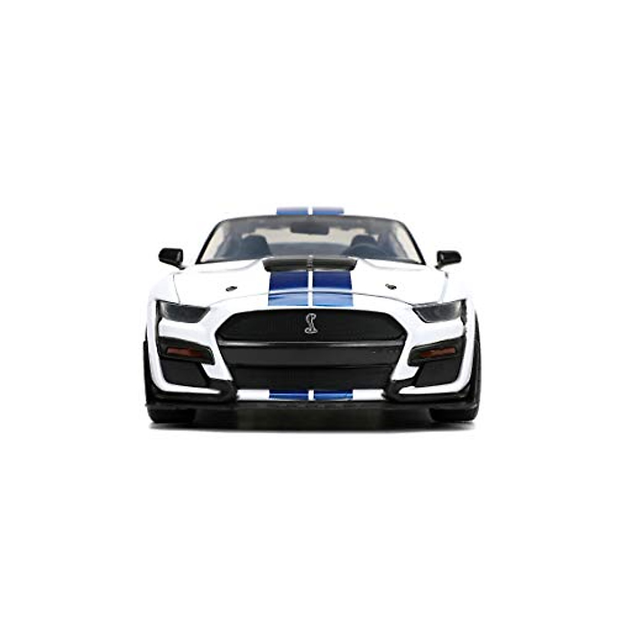 Jada Toys Bigtime Muscle 1:24 2020 Ford Mustang Shelby GT500 Die-cast Car Blue White Stripes, Toys for Kids and Adults