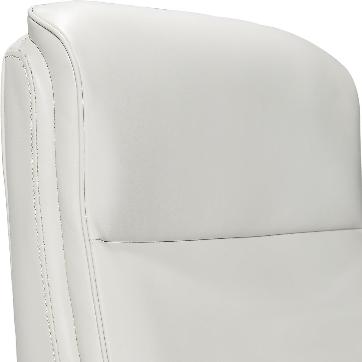 La-Z-Boy Dawson Modern Executive Office, Adjustable High Back Ergonomic Computer Chair with Lumbar Support, White Bonded Leather with Wood Inlay