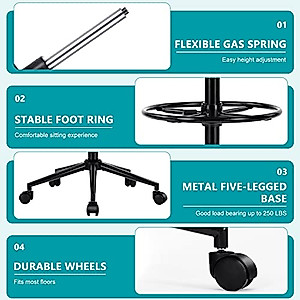 edx Drafting Chair Tall Office Chair, Tall Standing Desk Chair Counter Height Tall Adjustable Office Chair with Flip-up Arms/Wheels, Mid Back Mesh Office Drafting Chairs for Standing Desk