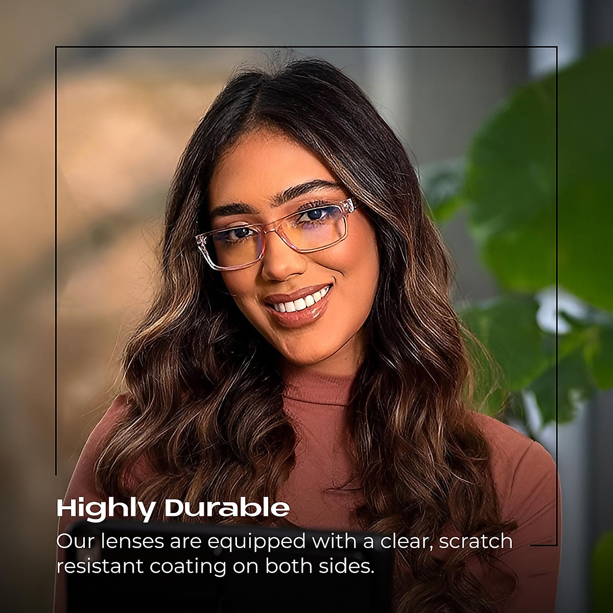 Readerest Blue Light Blocking Reading Glasses (Blush, 1.50 Magnification) Computer Eyeglasses With Thin Reflective Lens, Antiglare, Eye Strain, UV Protection, Stylish For Men And Women