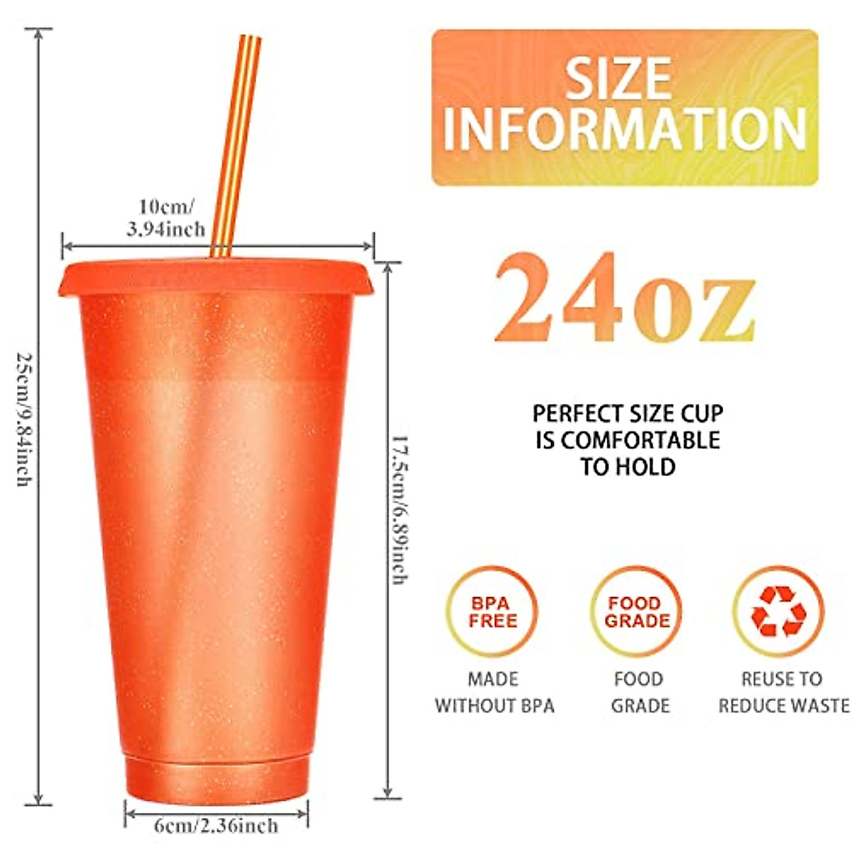 Honeydak Tumbler with Straw and Lid Bulk Water Bottle Iced Coffee Travel Mug Reusable Plastic Cups for Parties Birthdays 24-27 oz(Cute Colors,15 Pack)
