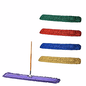 48 Inch Purple Dust Mop with Wood Handle and 48 Inch Dust Mop Refill Bundle - 1 Mop Sets and 4 Refills
