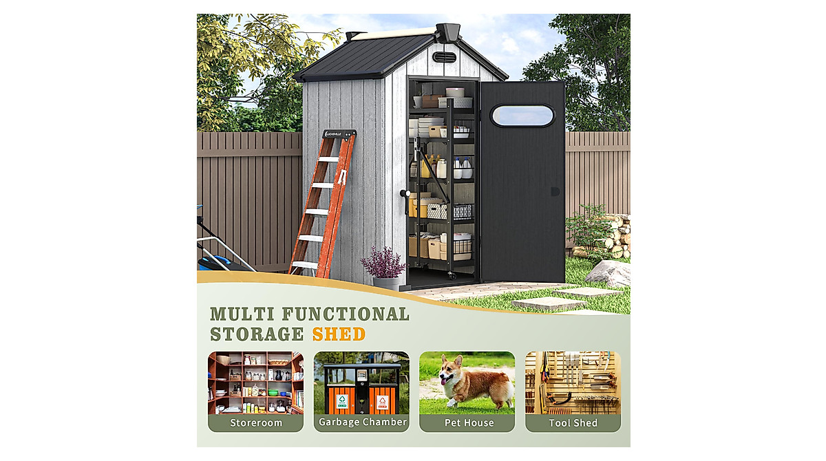 UDPATIO 4x4 Resin Outdoor Storage Shed - Weatherproof & Secure