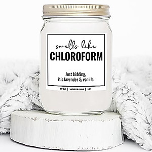 YouNique Designs Smells Like Chloroform Scented Candle, 8 Oz, True Crime Gifts for Women, Serial Killer Gifts for Women, Crime Junkie Merch, All Natural Soy Vegan Candles (Lavender & Vanilla)