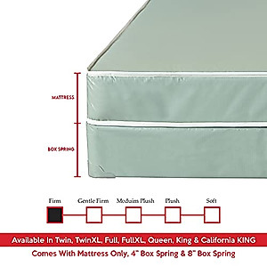 Mattress Comfort, 8-Inch Firm Double Sided Tight top Waterproof Vinyl Innerspring Mattress & 8" Wood Box Spring Set, Full XL