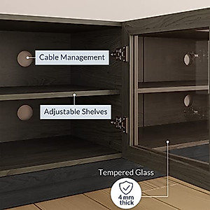 BELLEZE 70" TV Stand for TVs up to 75", Modern TV Cabinet & Entertainment Center with Shelves, Wood Storage Cabinet for Living Room or Bedroom - Brixston (Brown)