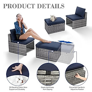 Backyard Expressions 2 Pc. Outdoor Wicker Conversation Chair Set with Storage and Ottoman, 250lb Weight Capacity