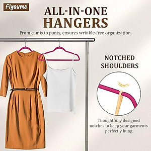 Premium Velvet Hangers 50 Pack, Heavy Duty Study Pitaya Hangers for Coats, Pants & Dress Clothes - Non Slip Clothes Hanger Set - Space Saving Felt Hangers for Clothing